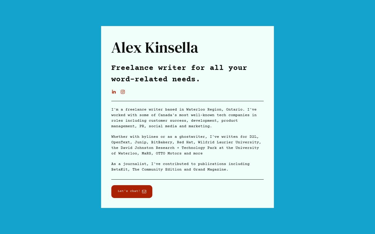Freelance writing | Alex Kinsella